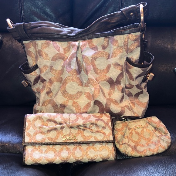 Coach | Bags | Authentic Coach Bag Matching Wallet And Key Ring | Poshmark